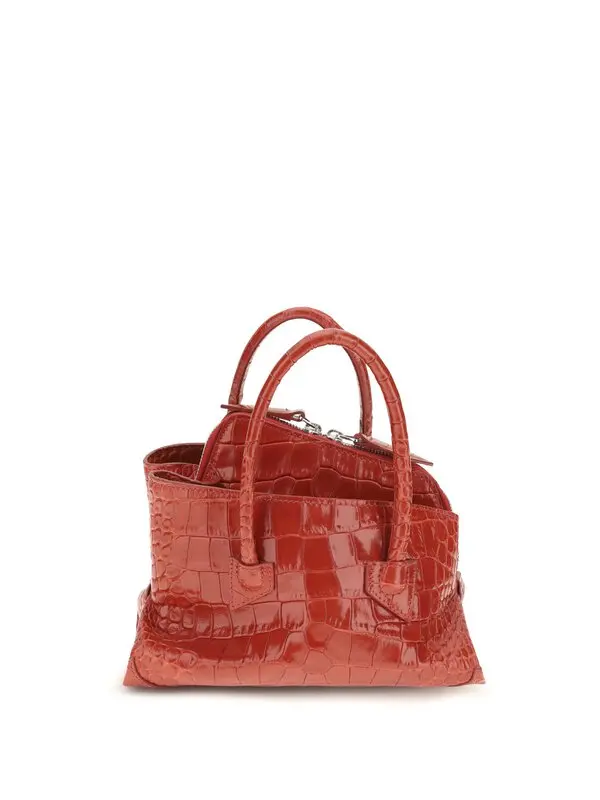 Attico La Passeggiata Mini Handbag In Croc Effect Leather - Red
