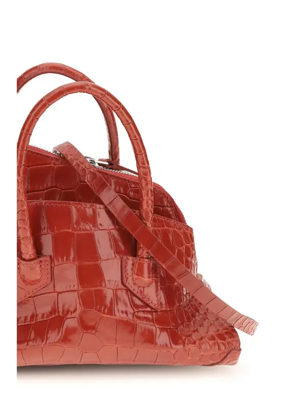 Attico La Passeggiata Mini Handbag In Croc Effect Leather - Red
