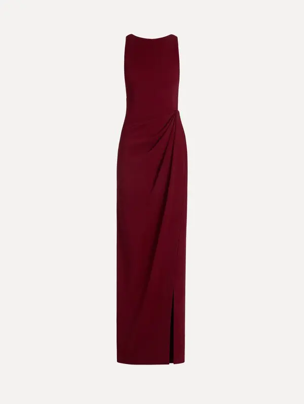 Oscar De La Renta Sleeveless Draped Waist Gown - Red