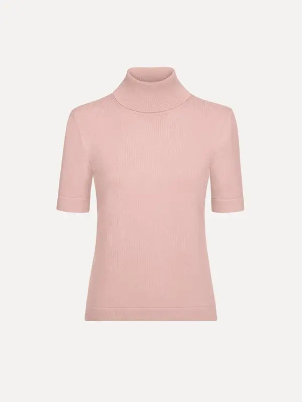 Oscar De La Renta Turtleneck Wool Short-sleeve Pullover