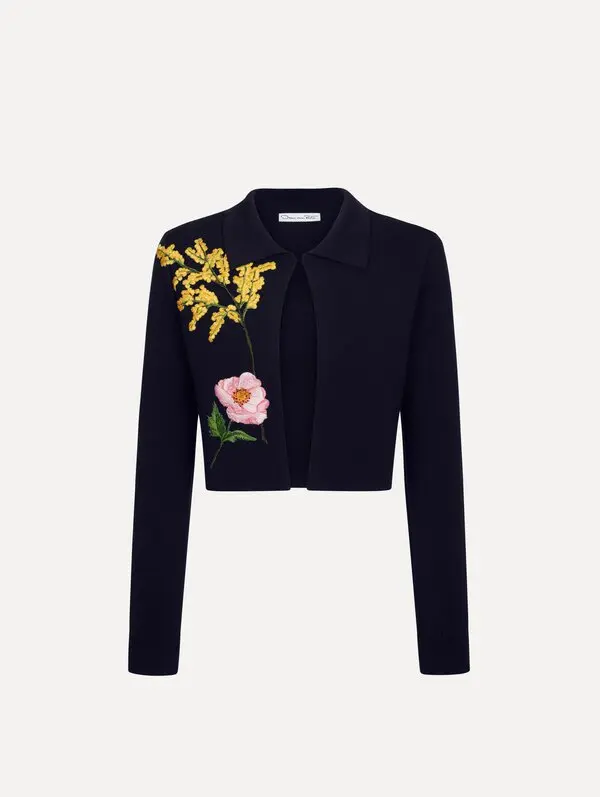 Oscar De La Renta Mixed Botanical Cropped Jacket