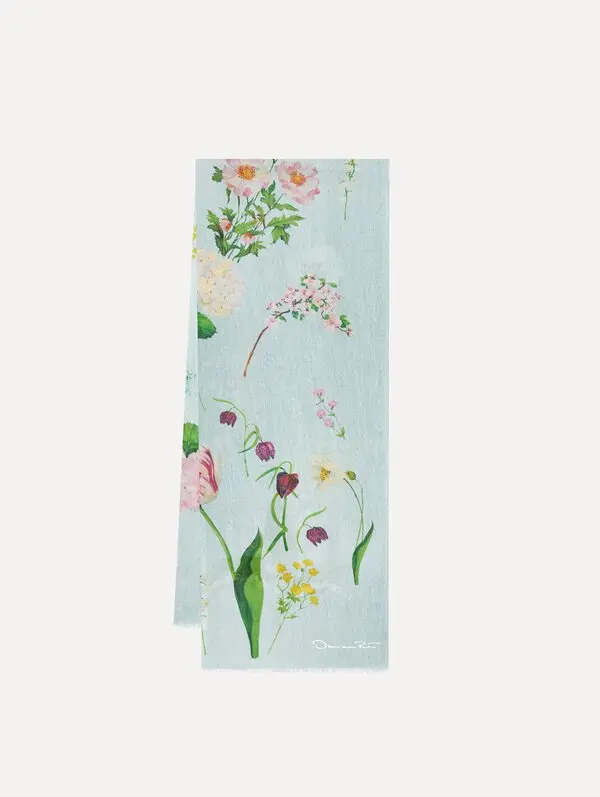 Oscar De La Renta Mixed Botanical Scarf - Blue