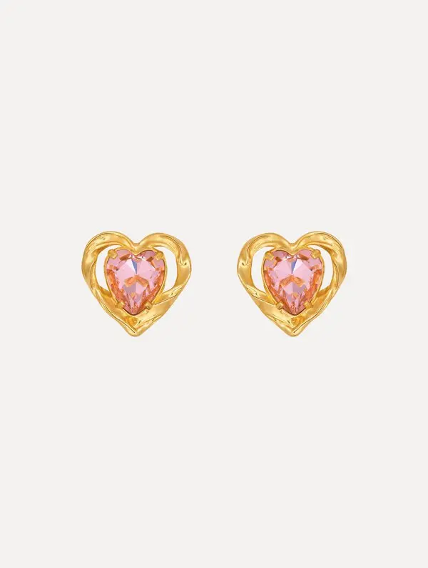 Oscar De La Renta Heart Crystal Clip-on Earrings - Pink