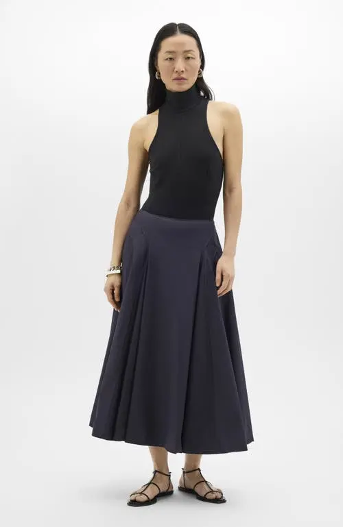 Another Tomorrow Seamed Full Skirt - Midnight