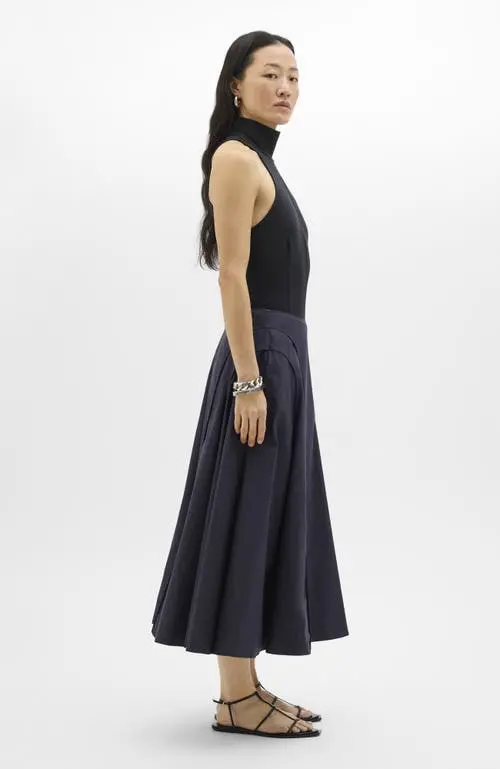 Another Tomorrow Seamed Full Skirt In Organic Cotton