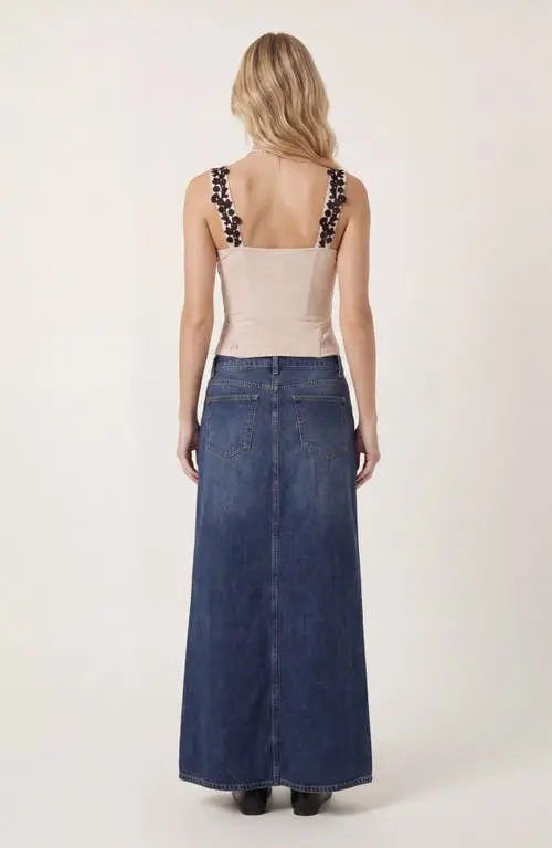 MODENAIRE Lace Panel Floral Strap Detail Button Front Corset Top