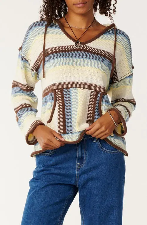 Rip Curl Retro Swell Stripe Hooded Sweater - Ivory Multi