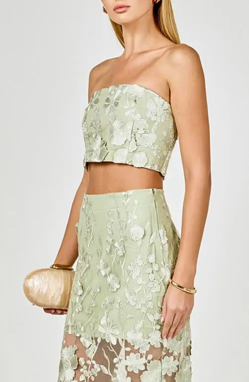Endless Rose Floral Embroidered Strapless Crop Top