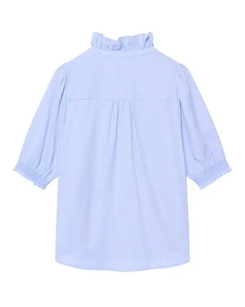 Mint Velvet Cotton Chambray Ruffle Blouse