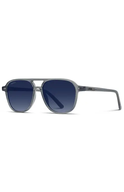 WMP EYEWEAR Hayden 53mm Double Bridge Aviator Polarized Sunglasses - Crystal Mist