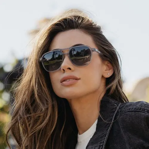 WMP EYEWEAR Hayden 53mm Double Bridge Aviator Polarized Sunglasses - Crystal Mist