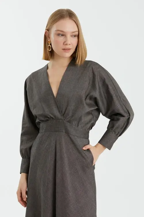 GIZIA Long Sleeve Ankle-length Dress