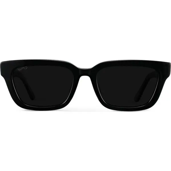 WMP EYEWEAR Vivian 52mm Rectangular Polarized Sunglasses - Black