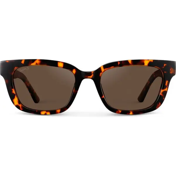 WMP EYEWEAR Vivian 52mm Rectangular Polarized Sunglasses - Ember Tortoise