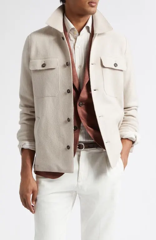 Eleventy Boiled Wool Overshirt - Sand