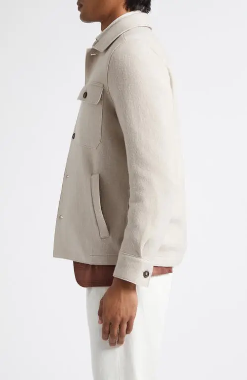 Eleventy Boiled Wool Overshirt - Sand