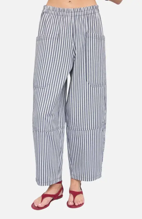 J.O.A. Striped Wide Leg Pants - Navy