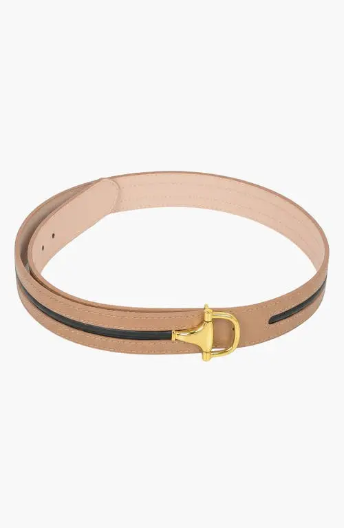MODENAIRE Leather Belt With D Buckle And Contrast Edge Detail