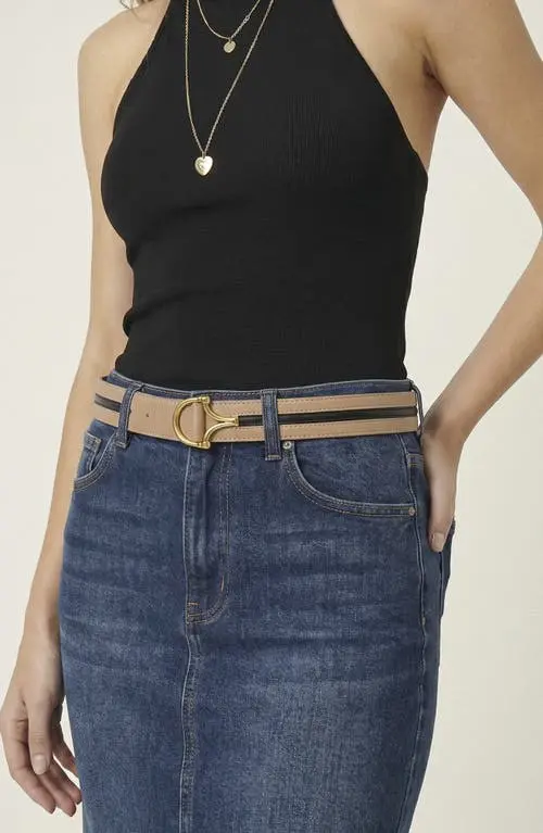 MODENAIRE Leather Belt With D Buckle And Contrast Edge Detail