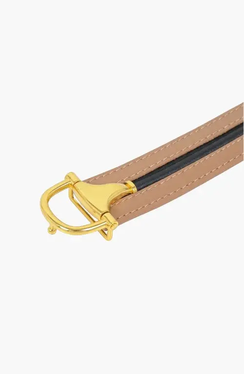 MODENAIRE Leather Belt With D Buckle And Contrast Edge Detail