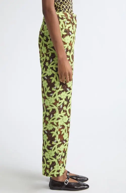 SIEDRES Roux Floral Low Rise Straight Leg Cotton Twill Pants
