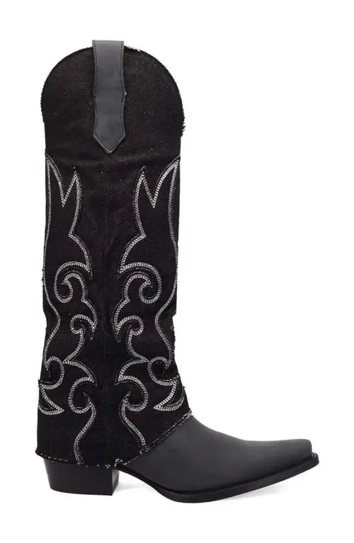 DINGO Knee High Western Boot - Black/black