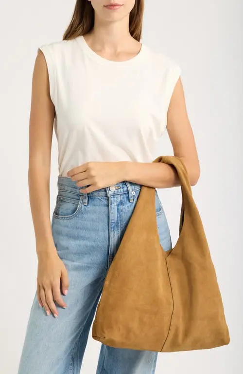 Mango Joel Suede Shoulder Bag - Medium Brown