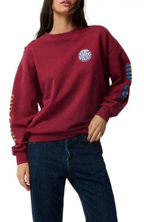 Rip Curl Heritage Graphic Oversized Sweatshirt - Plum