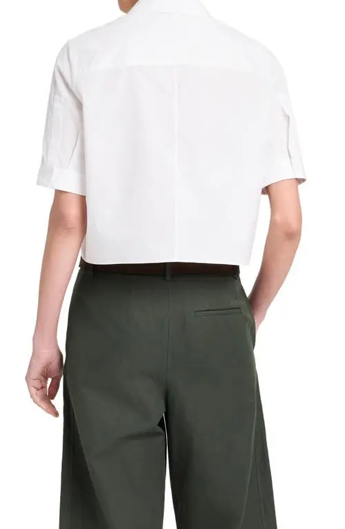 TWP Pintucked Cropped Cotton Shirt