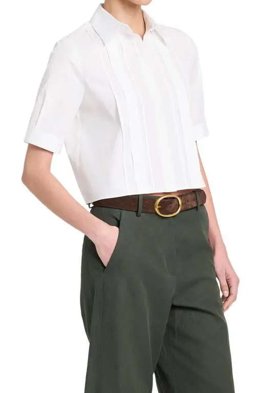 TWP Pintucked Cropped Cotton Shirt