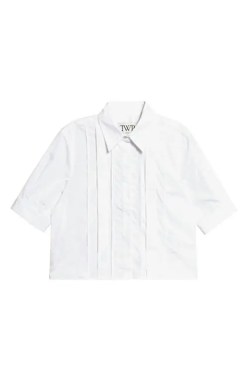 TWP Pintucked Cropped Cotton Shirt