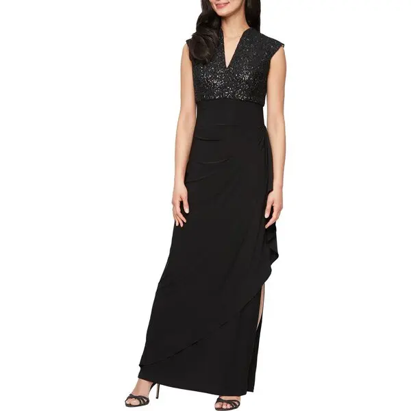 Alex Evenings Sequin Empire Waist Sleeveless Gown