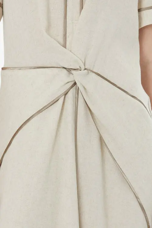 GIZIA Piped Detail Linen Maxi Dress