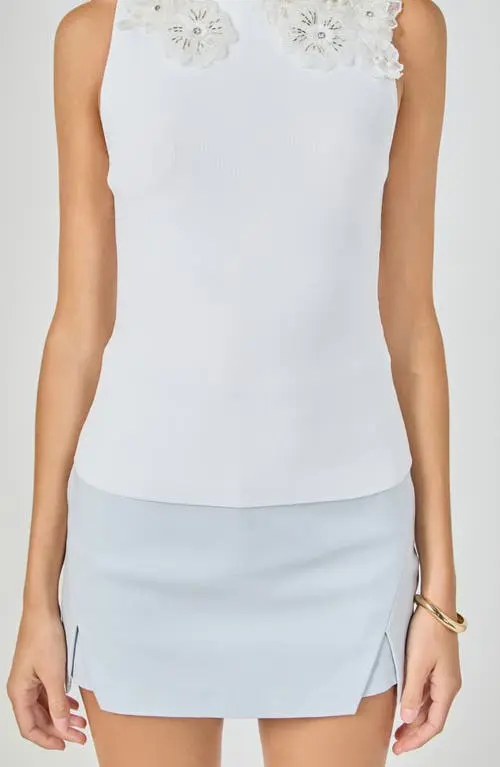 Endless Rose Flower Trim Sleeveless Rib Top