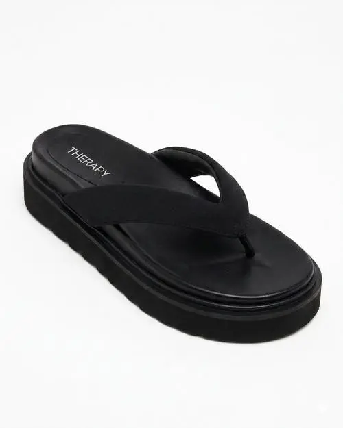 THERAPY AUSTRALIA Vacay Round Toe Sandal - Black Lycra