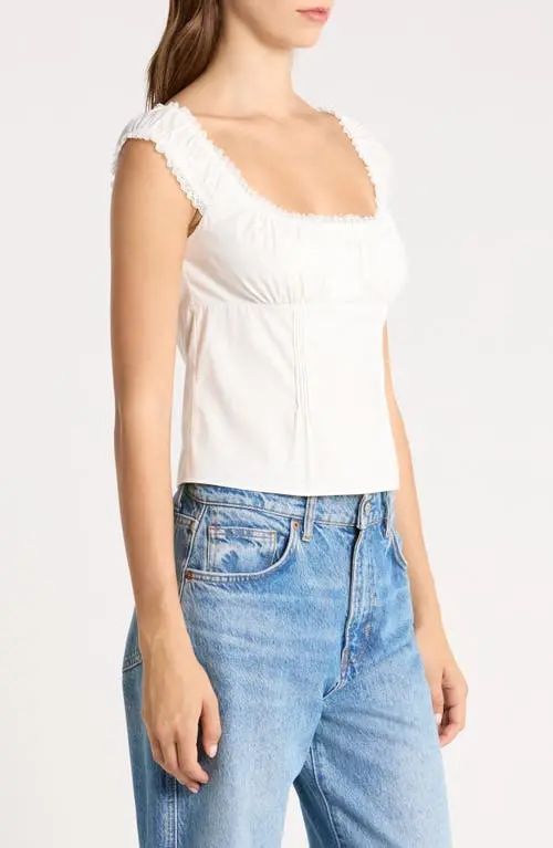 REFORMATION Amourette Lace Trim Square Neck Top