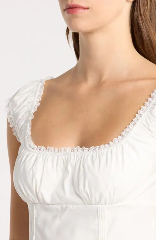 REFORMATION Amourette Lace Trim Square Neck Top