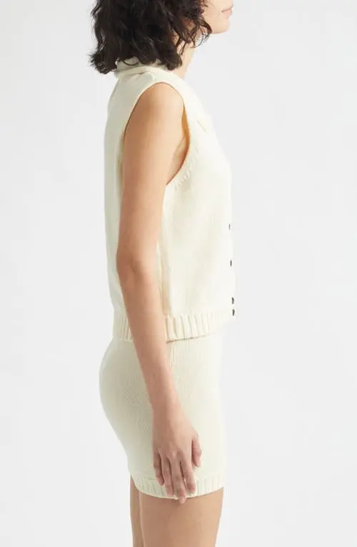 Posse Cotton Sleeveless Spread Collar Knit Top