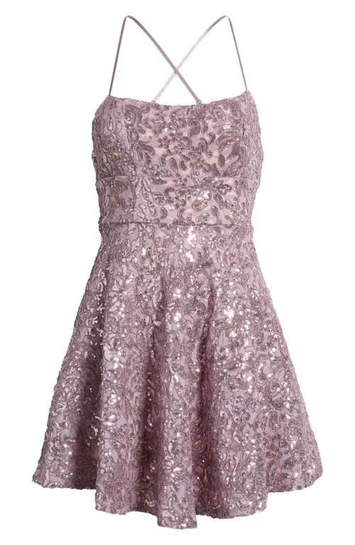 EMERALD SUNDAE Sequin Skater Mini Dress