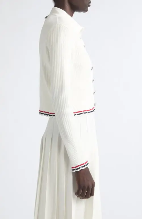 Thom Browne Pointelle Rib Stitch Cardigan