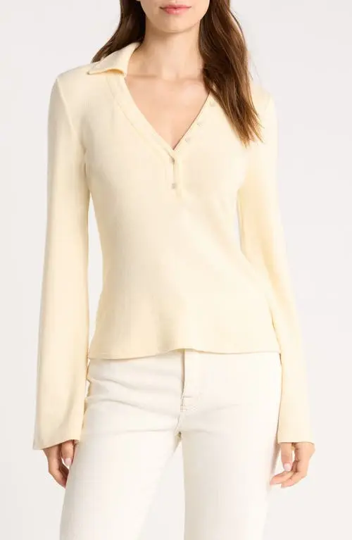 REFORMATION Paisley Knit Top With Bell Sleeves - Custard