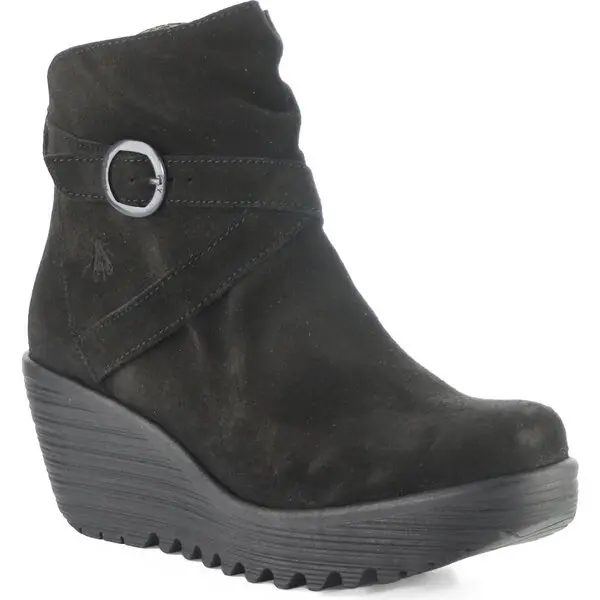 Fly London Loik Platform Wedge Bootie - Black