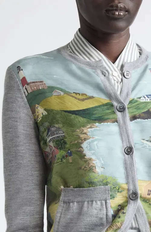 Thom Browne Nantucket Scenic Jersey Stitch Cardigan