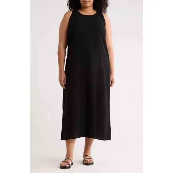 Eileen Fisher Texture Sleeveless Maxi Dress - Black