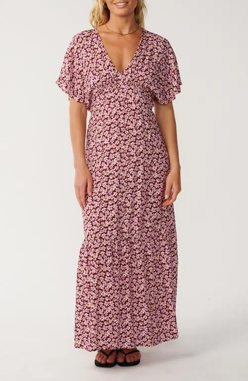 Rip Curl Party Wave Floral Print Maxi Dress - Dark Plum