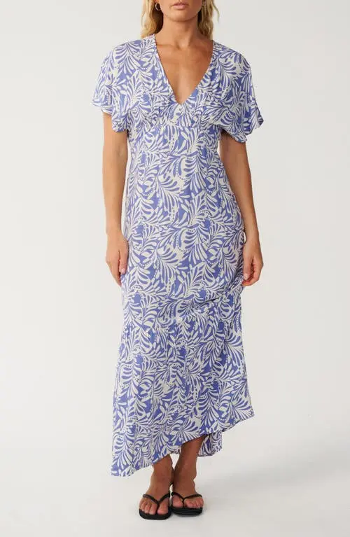 Rip Curl Party Wave Floral Print Maxi Dress - White/blue