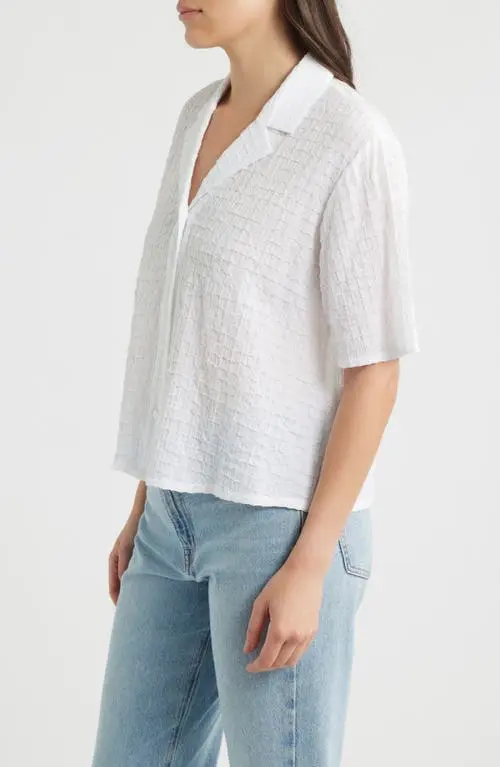 Eileen Fisher Texture Stretch Organic Cotton Camp Shirt
