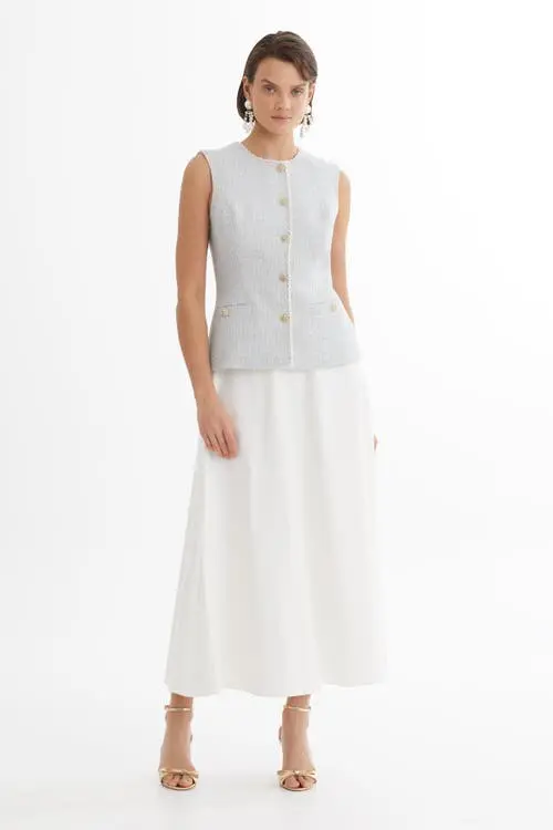 GIZIA Piped-detail Vest Skirt Set