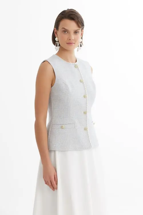 GIZIA Piped-detail Vest Skirt Set