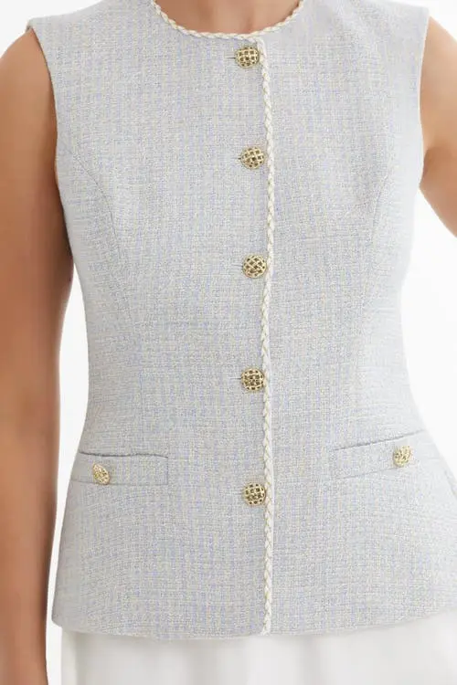 GIZIA Piped-detail Vest Skirt Set
